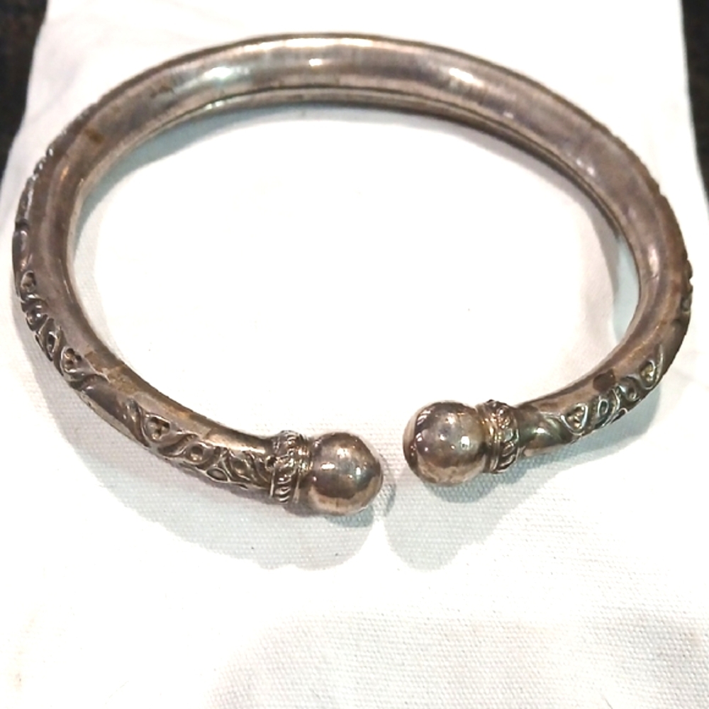 Antique Sterling Silver Indian Anklet Armband Artisan… - Gem